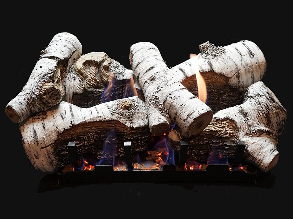 Birch Burncrete® Log Set with Vent-Free Slope Glaze Burner - Bassemiers