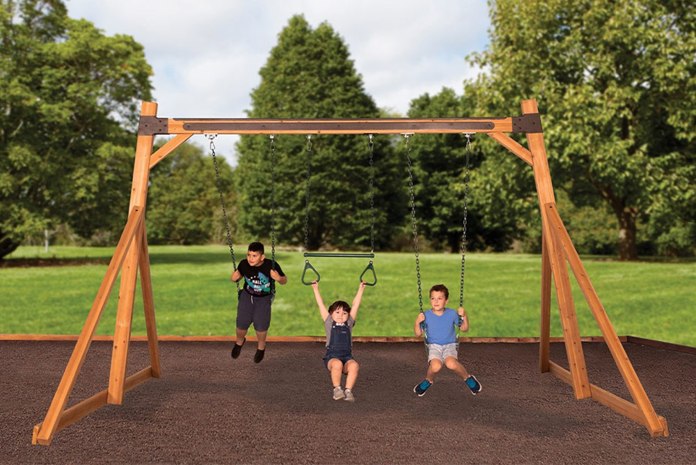 Free-Standing Swing Beam with Belt Swings & Trapeze - Bassemiers